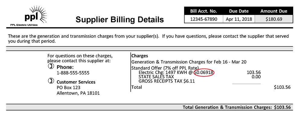 Bill Sample for the Home Area Network